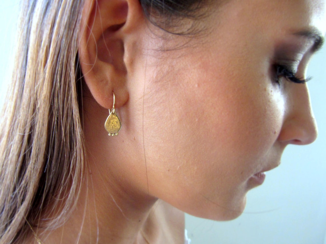 Drop Gold Earrings 14k Gold Earrings Solid Gold Earrings - Etsy