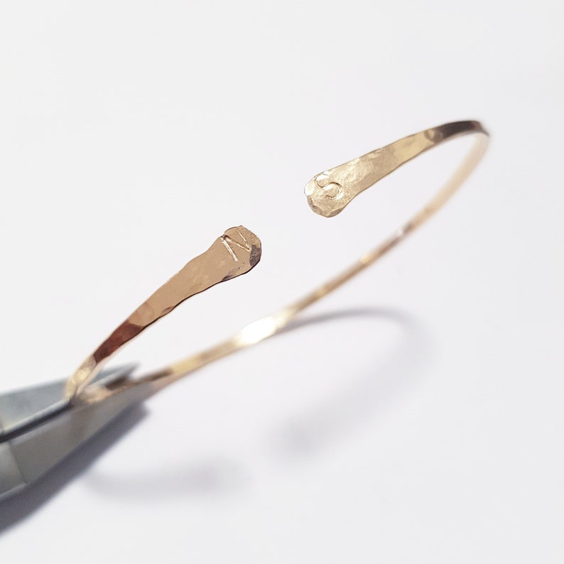 Gold cuff bracelet Gold bracelet Gold bangle Initials | Etsy