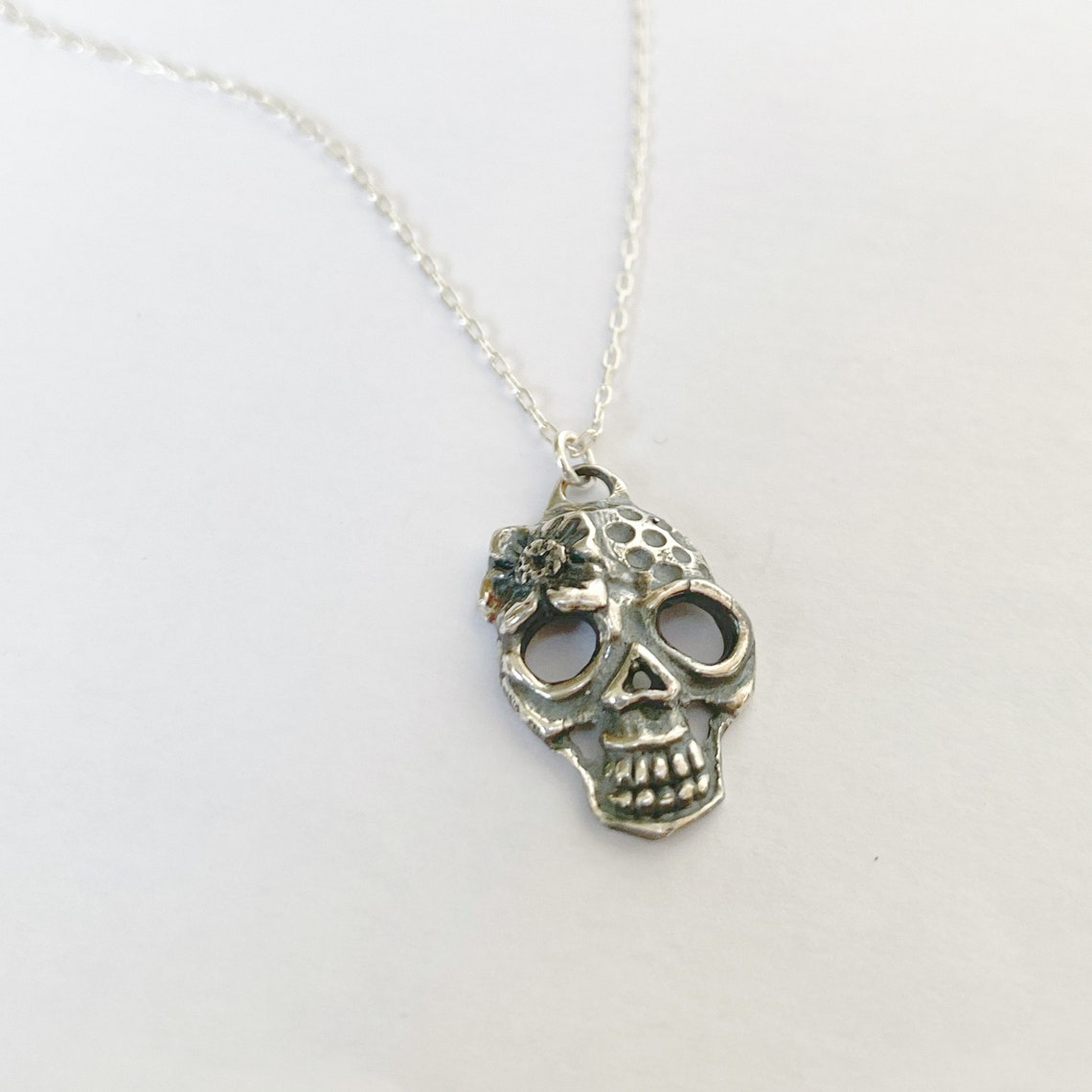 Skull Necklace, Sugar Skull Necklace, Pendant Necklace, Layered ...