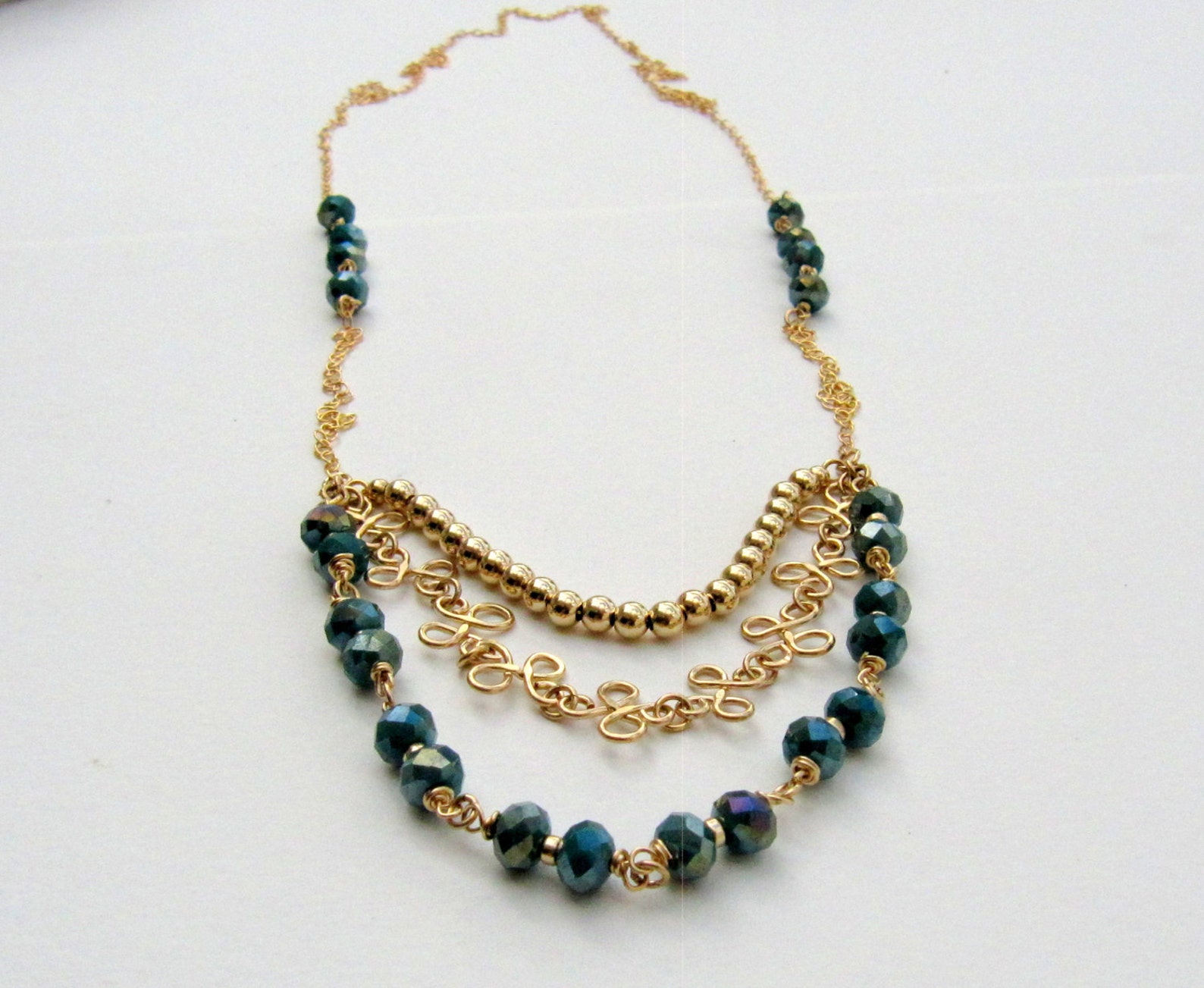 Layered Necklace, Boho Necklace, Multi Strand Necklace, Gold Statement ...
