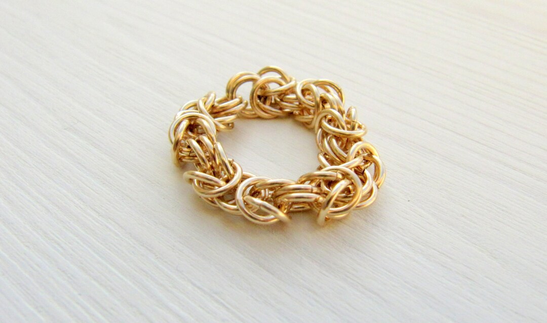 Chainmaille Ring, Gold Statement Ring, Gold Filled Ring, Cocktail Ring ...