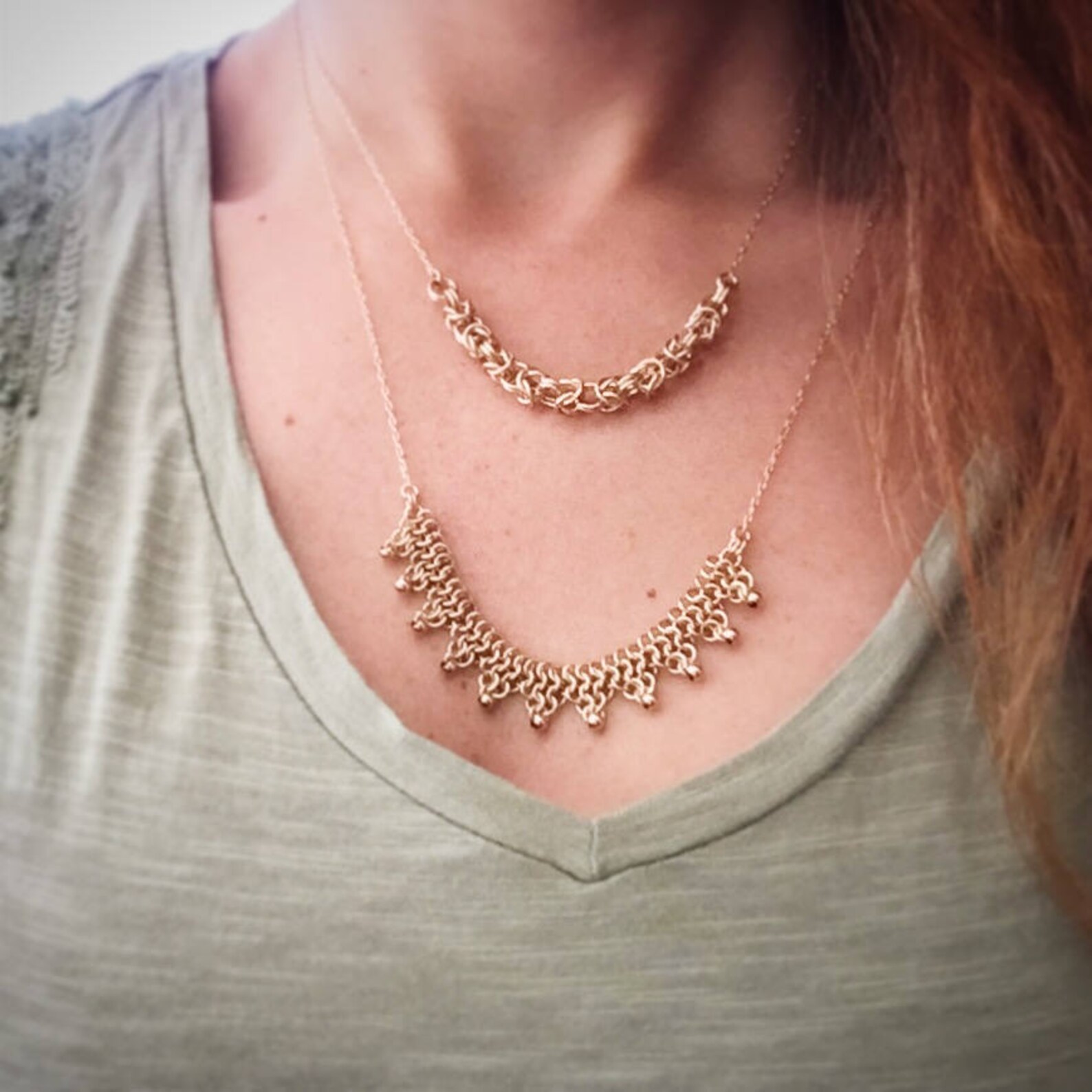 Gold Chainmail Necklace, Gold Filled Necklace, Boho Necklace, Byzantine ...