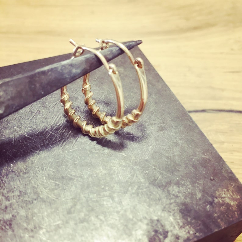Gold Hoop Earrings, Solid Gold Earrings, Unique Hoops, Tribal Earrings ...