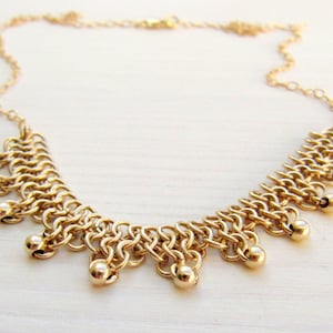 Gold Chainmail Necklace, Gold Filled Necklace, Boho Necklace, Byzantine ...