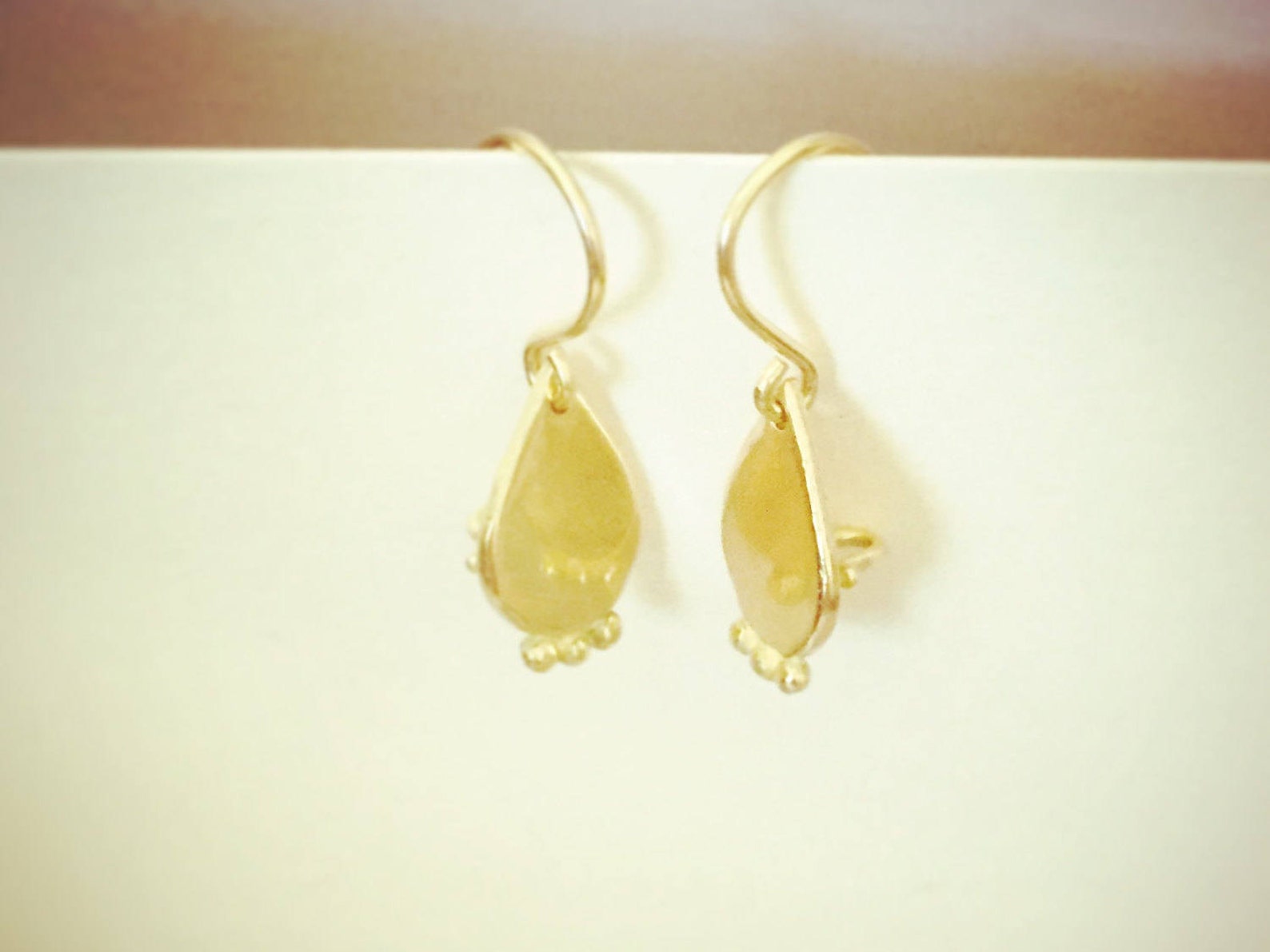 Drop Gold Earrings 14k Gold Earrings Solid Gold Earrings | Etsy