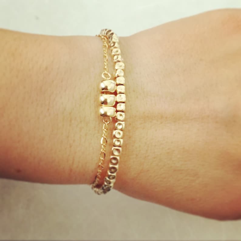 Gold bracelets Gold bracelet set Gold bead bracelets | Etsy