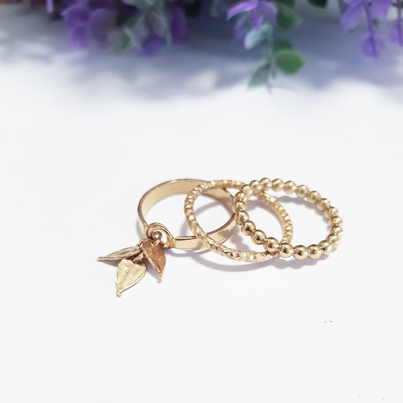 Gold Charm Ring Gold Dangle Ring Gold Ring for Women Solid - Etsy