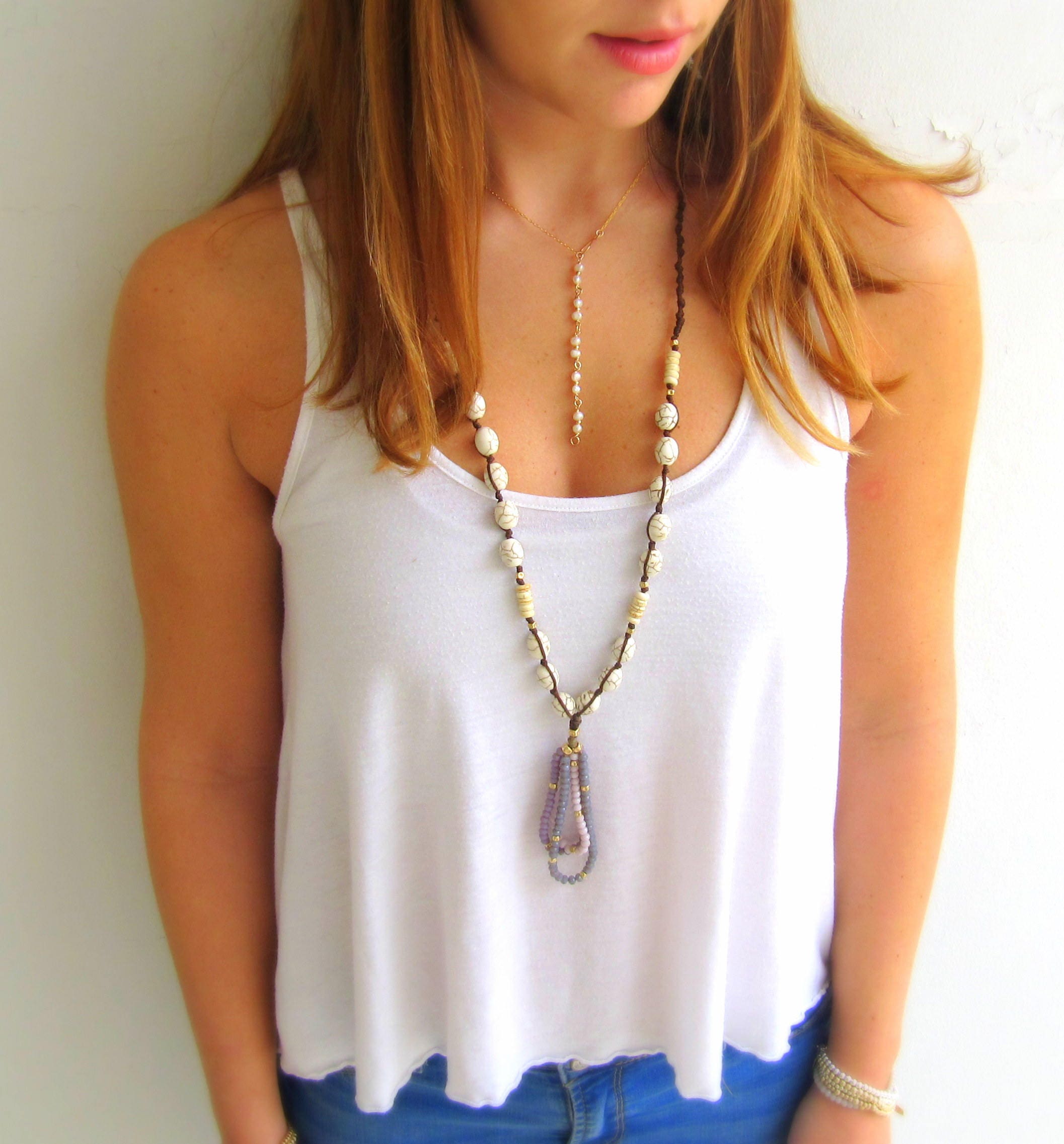 Long Necklace Long Crystals Necklace Boho Necklace - Etsy Israel