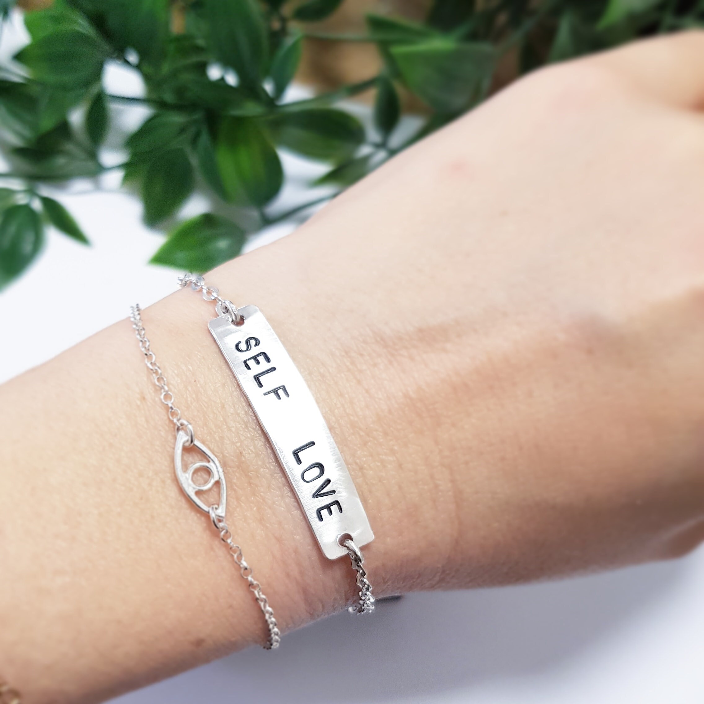 Silver Bracelet Set, Silver Bead Bracelets, Bracelets for Women, Evil ...