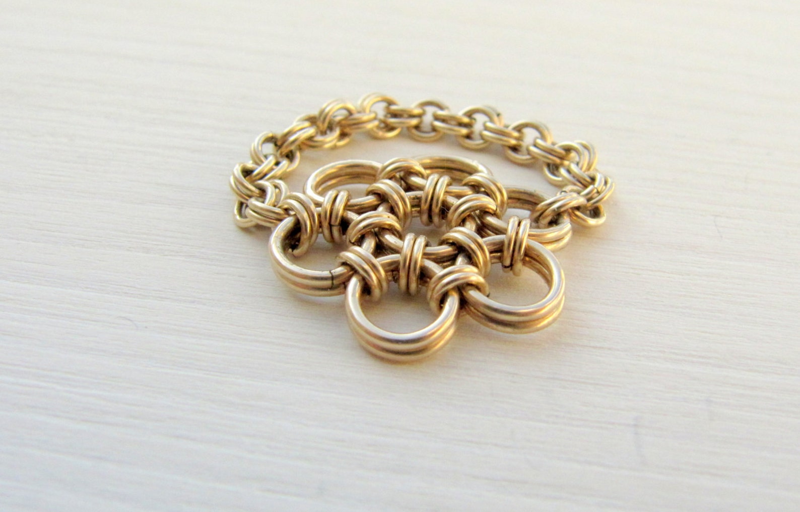 Flower of Life Ring . Chainmaille Ring . Gold Statement Ring . - Etsy