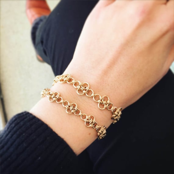 Links Bracelet Chain Link Bracelet Chainmaille Bracelet Loop Bracelet Gold Link Bracelet Unique Gold Bracelet Layered Gold Bracelet Etsy