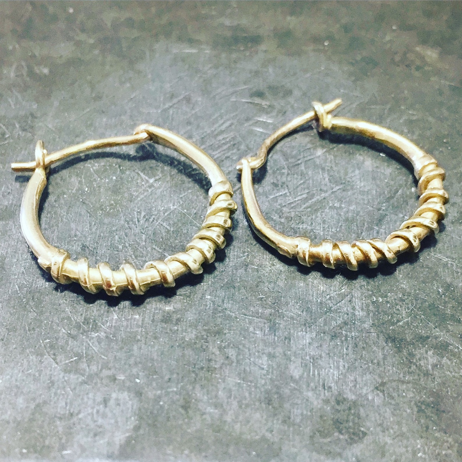 Gold Hoop Earrings, Solid Gold Earrings, Unique Hoops, Tribal Earrings ...