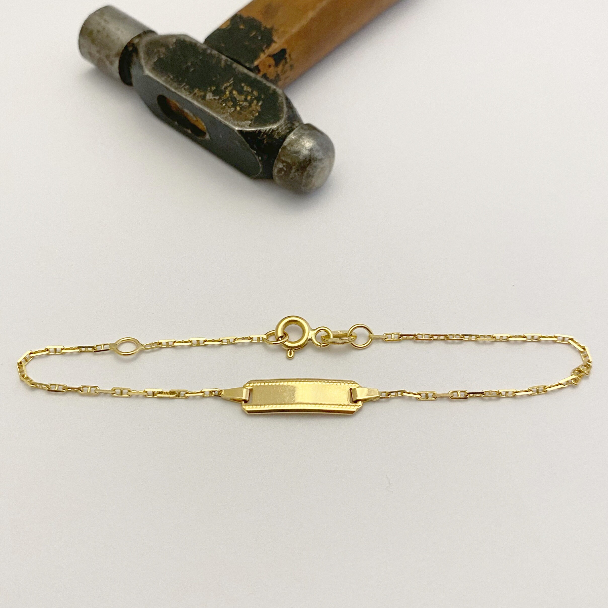 Solid gold bracelet Gold bar bracelet Plate bracelet Custom | Etsy