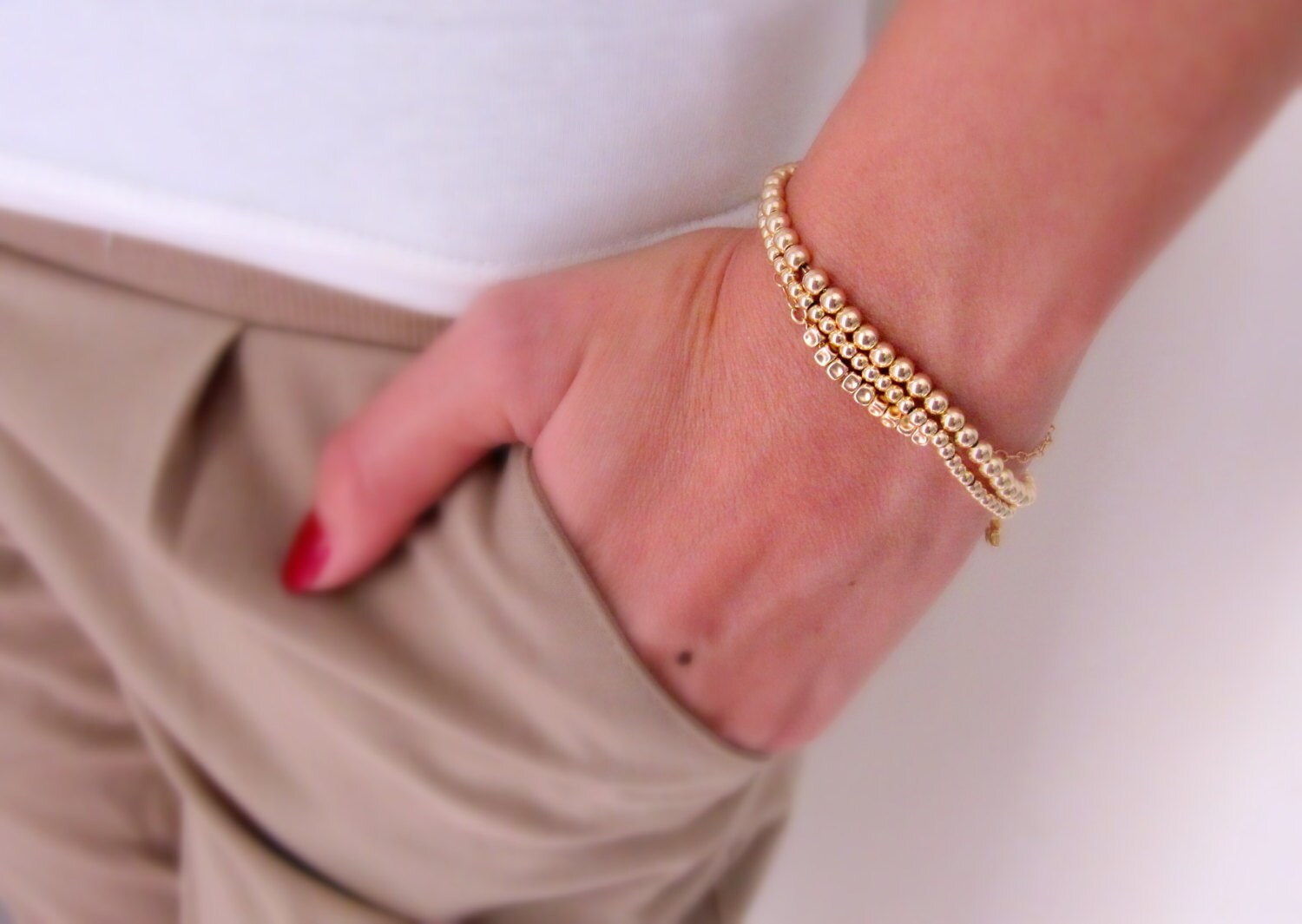 Gold Bracelets Gold Stack Bracelets Gold Bead Bracelets | Etsy