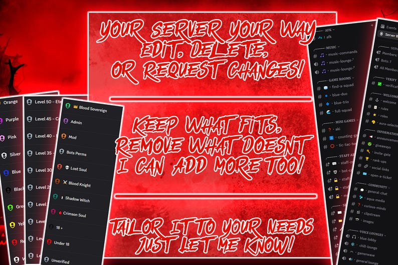 Gothic Horror Discord Server: Red Theme, Bots & Features - Etsy