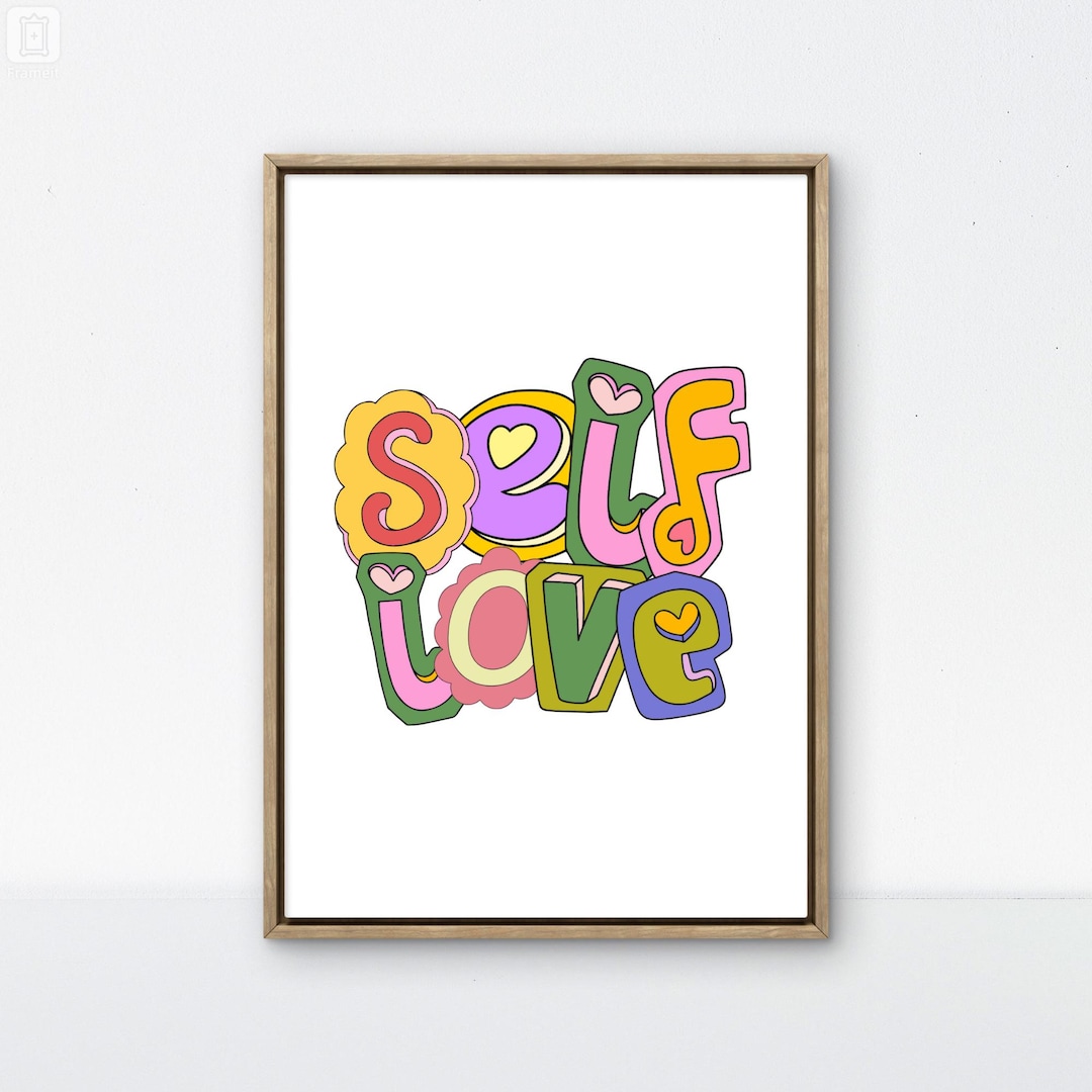 Groovy Self Love Wall Art Printable, Retro Boho Inspirational Quote for ...