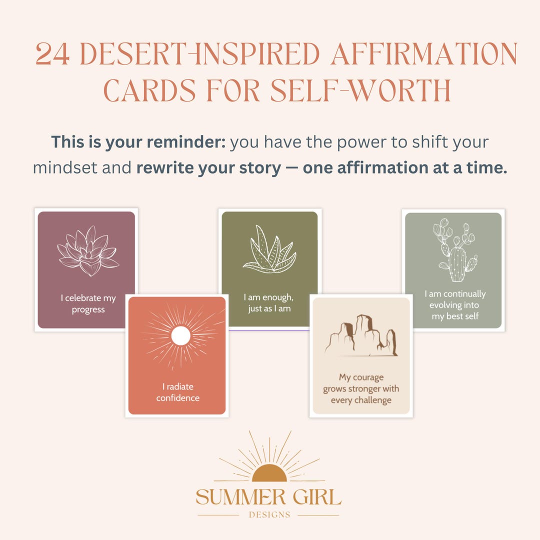 Desert Affirmation Cards- Printable Positive Affirmations for Self ...