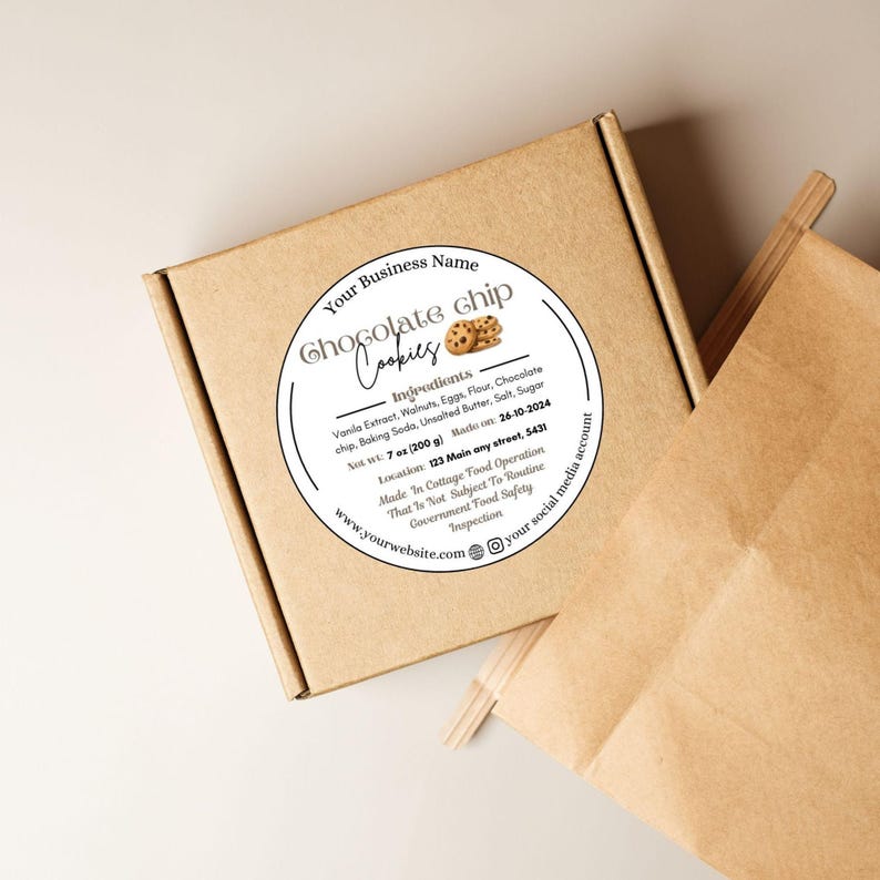 Editable Cookie Label Template, Bakery Packaging (canva, PDF) - Etsy