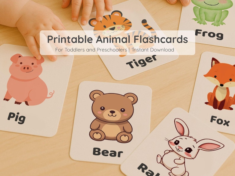 Printable Animal Flashcards for Toddlers – Pastel Educational Cards ...