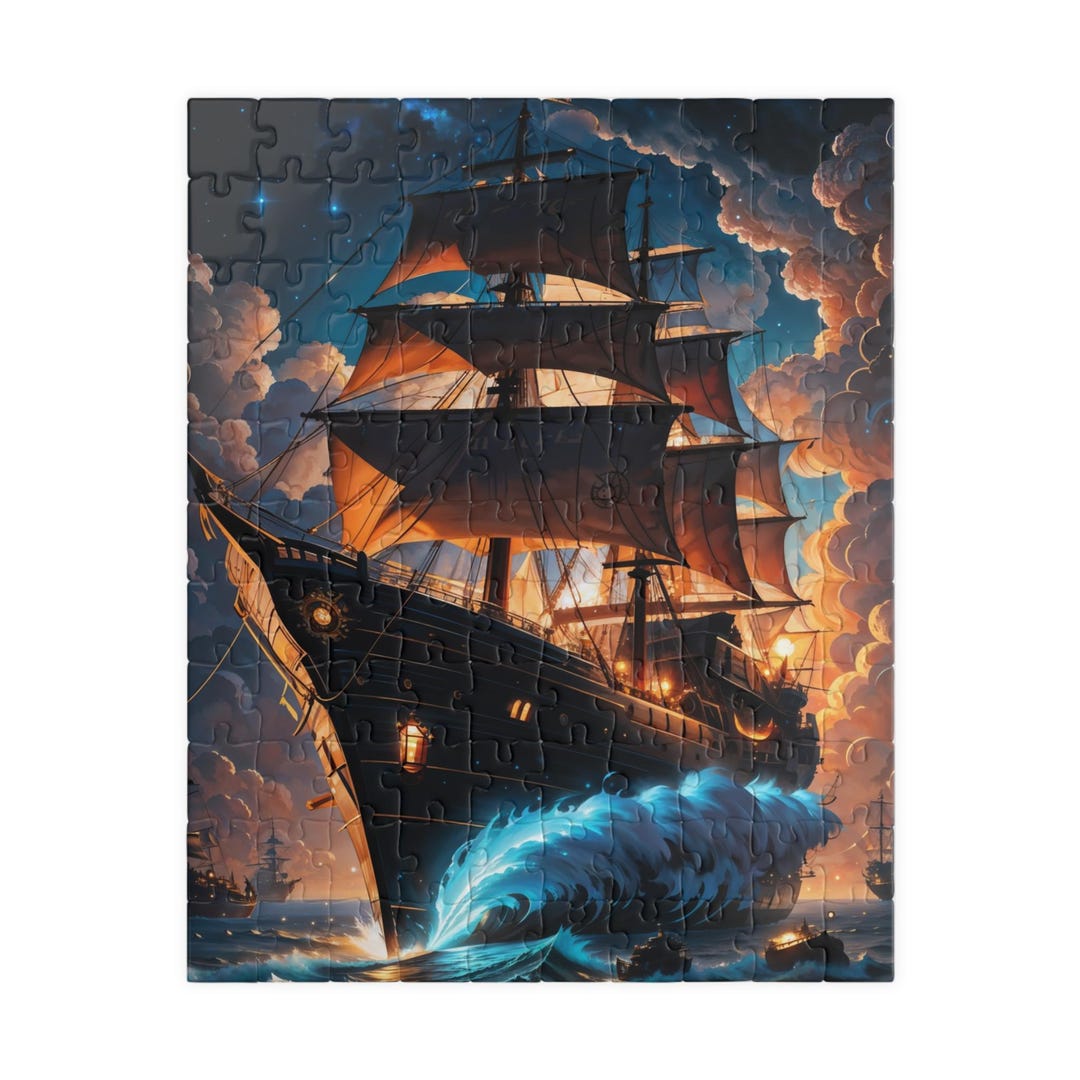 Jigsaw Puzzle, Sailing Ship Ocean Night Scene, Q Design, 110 252 520 ...