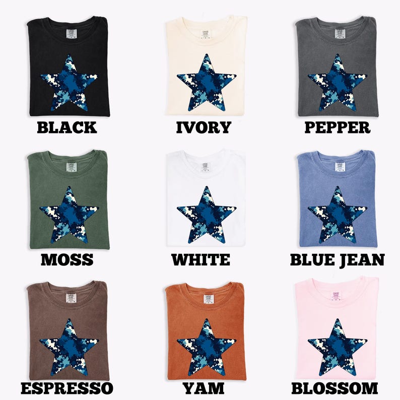 Blue Camouflage Star Shirt, Military Style Camouflage Tee for Outdoor ...