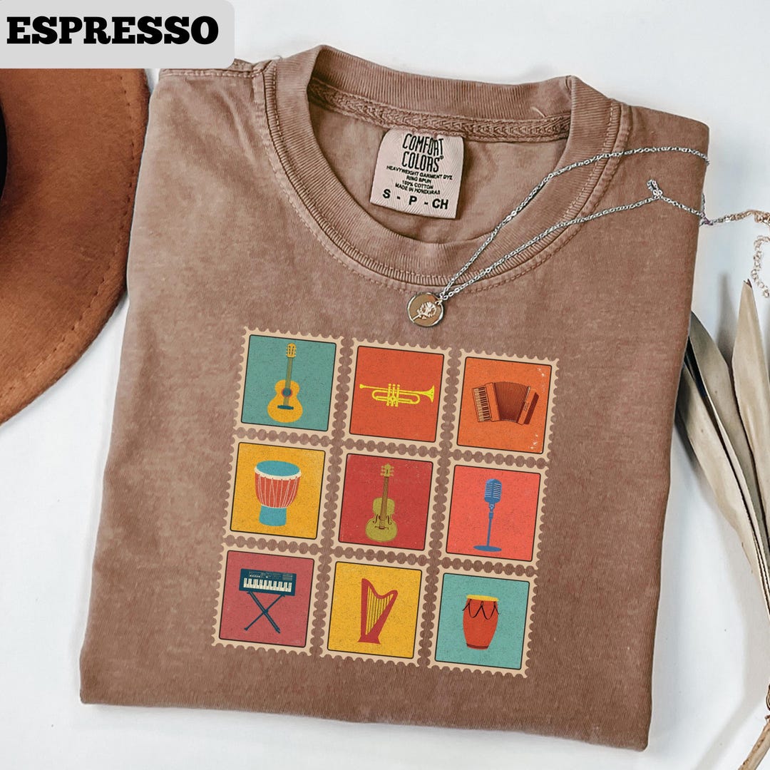Retro Musical Instruments Shirt, Vintage Band Instrument Tee, Music ...