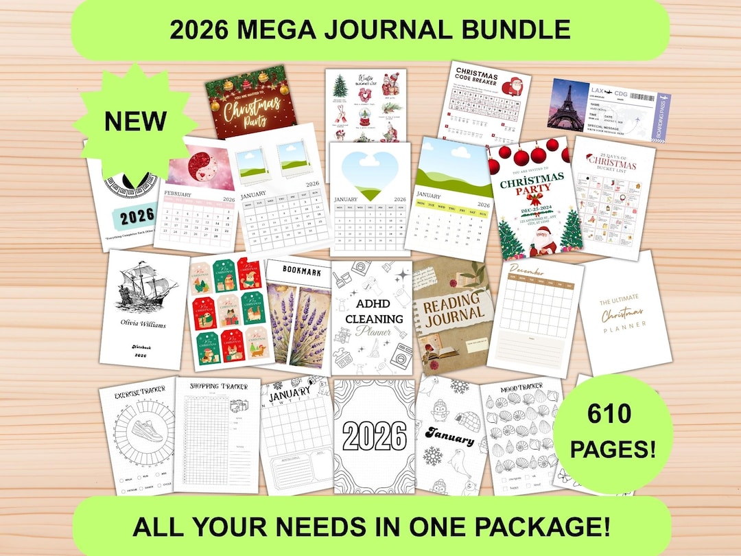 2026 Mega Journal Bundle 700+ Pages | Printable Monthly Covers ...