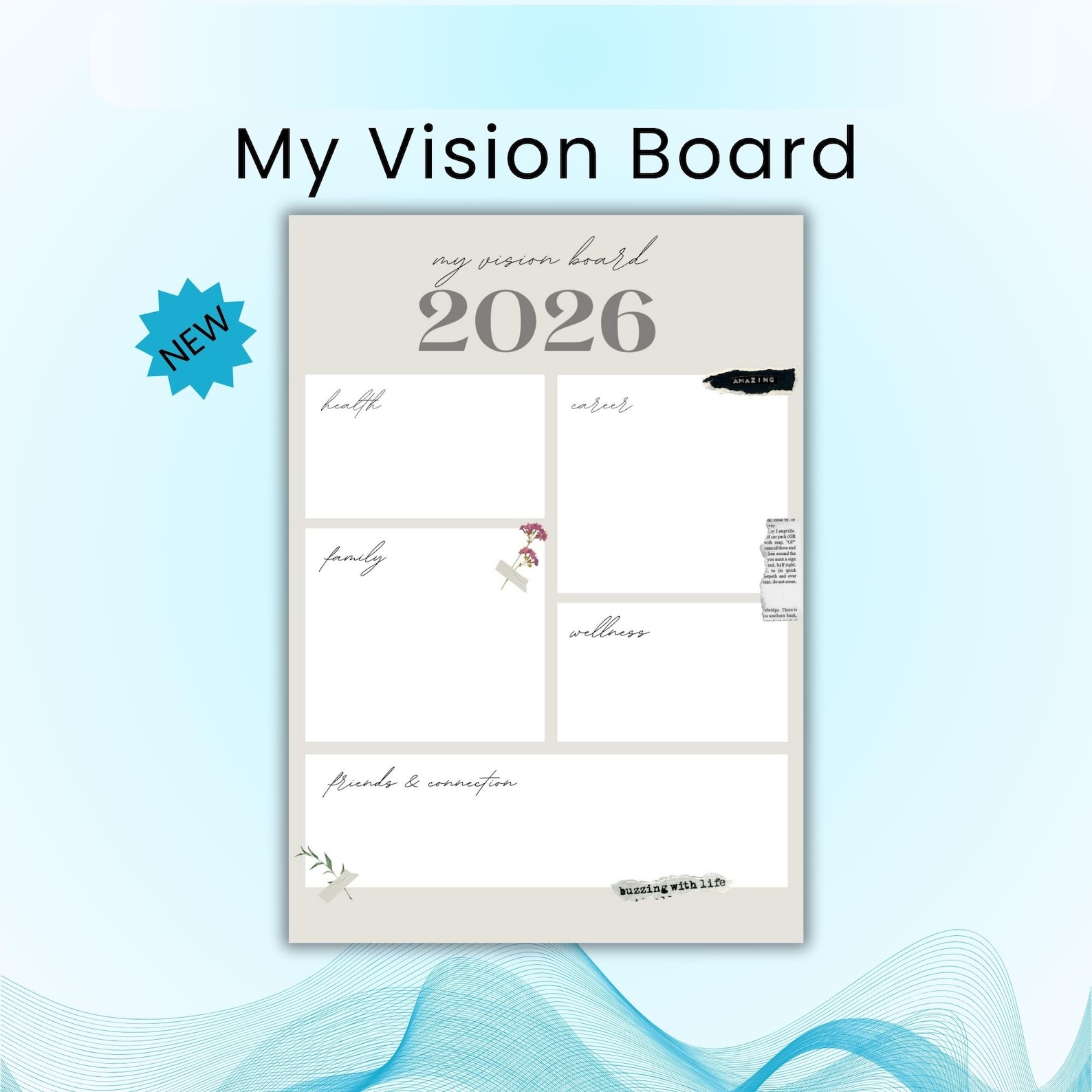 2026 My Vision Board | A4 & Letter | 10 Color Options | Printable PDF ...