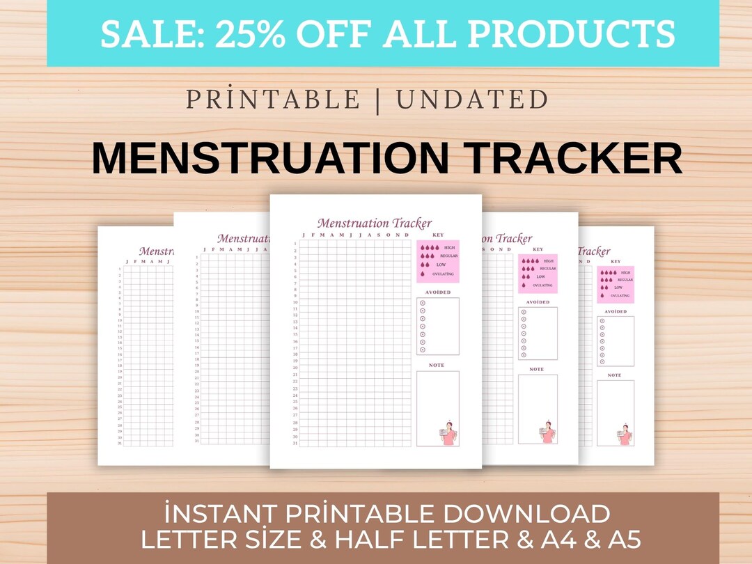 Menstruation Tracker Printable | Period Log PDF | Cycle & Symptom ...