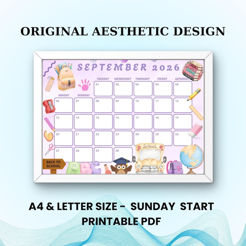 2026 September Monthly Calendar - Cute Printable 2026 Planner for Kids ...