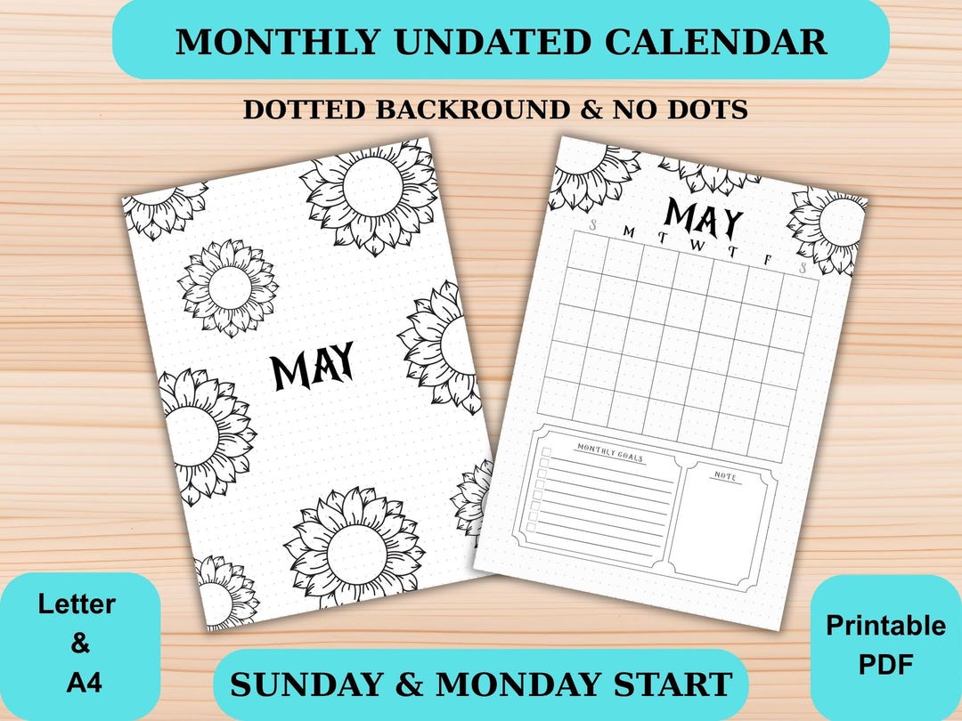 May Title Page - Sunflower - May Calendar - PRINTABLE Calendar ...