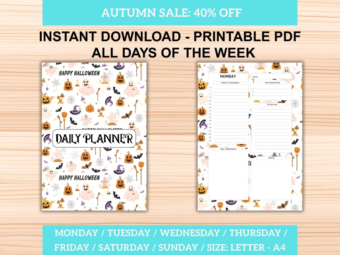Halloween Daily Planner: Printable 7-day Schedule - Digital Download ...