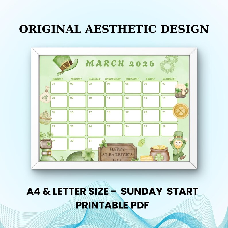 2026 MARCH Monthly Calendar - Cute Printable 2026 Planner for Kids ...
