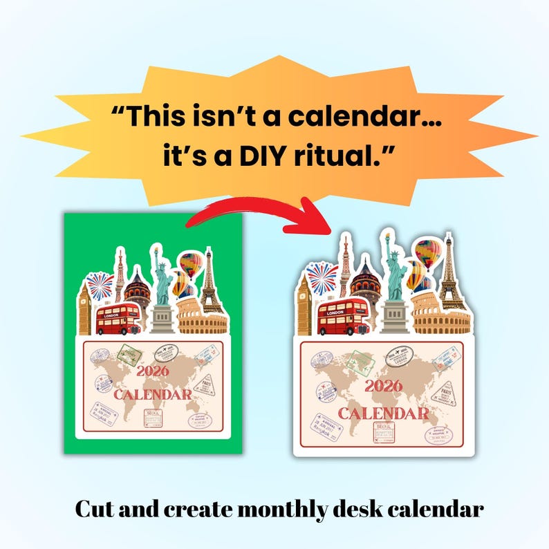 Calendrier de voyage 2026, calendrier 2026, calendrier imprimable, joli ...