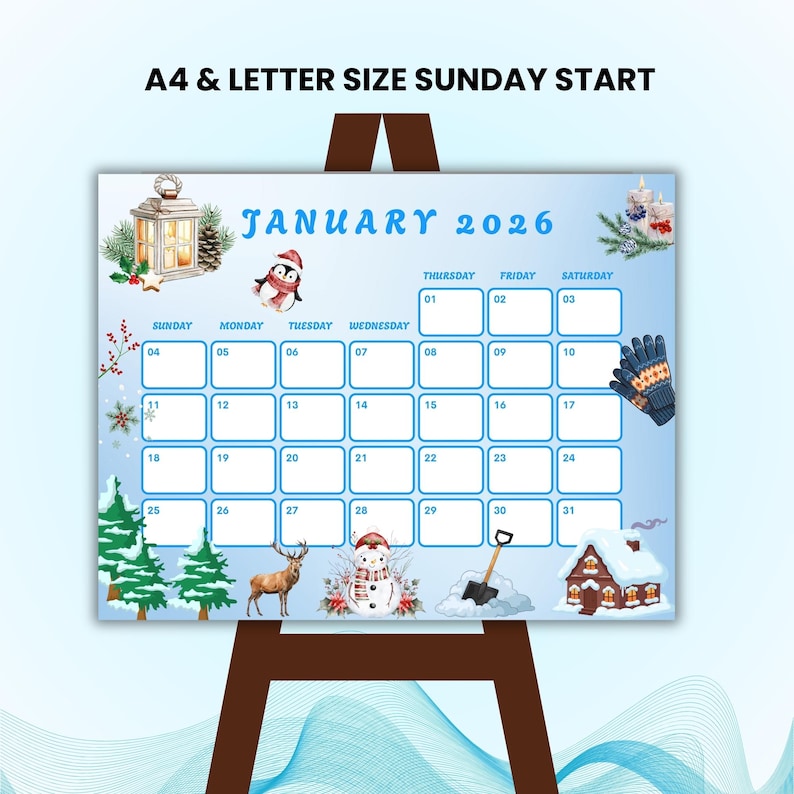 Buy 2026 JANUARY Monthly Calendar - Cute Printable 2026 Planner for ...
