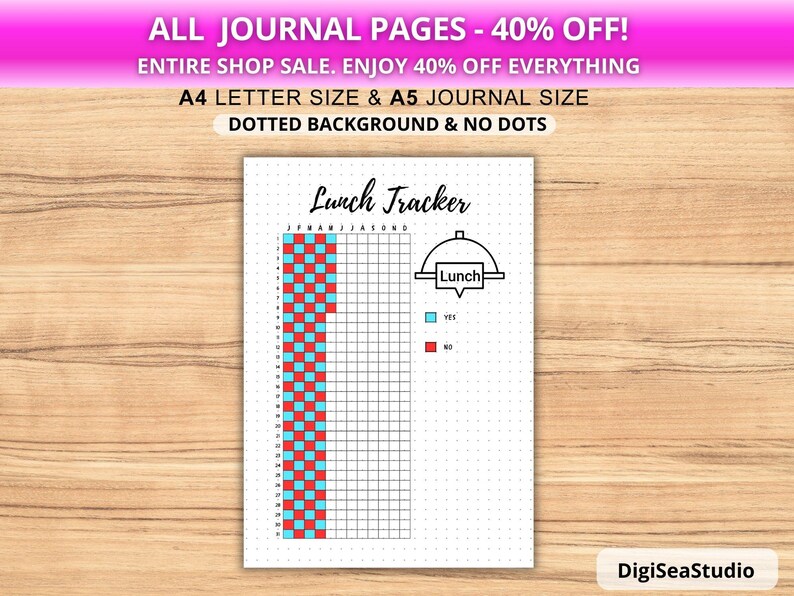 Lunch Tracker - PRINTABLE Journal Page - Planner Page - Food Journal ...