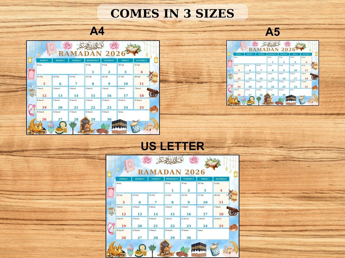 Ramadan Calendar 2026 Printable – Islamic Monthly Planner, Wall Desk ...