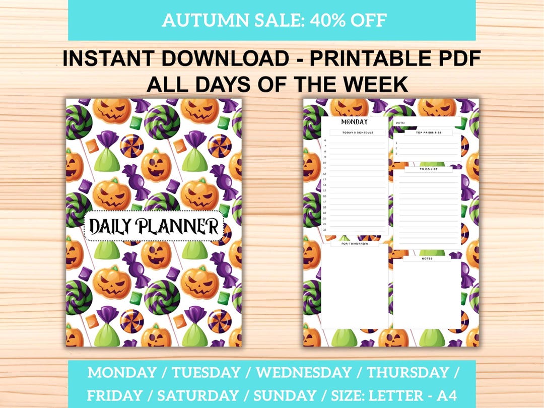 Printable Daily Planner - Halloween Daily Planner Printable Pdf ...