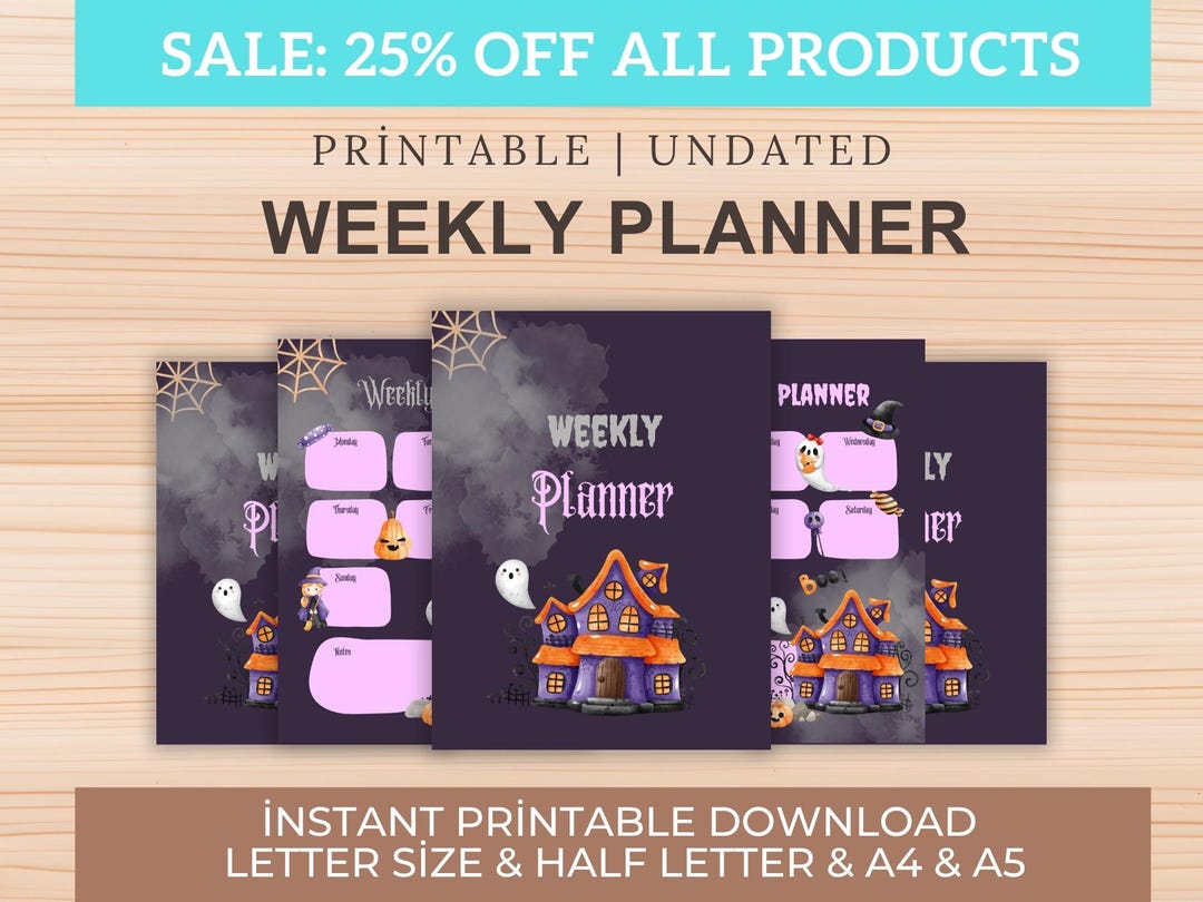 Halloween Weekly Planner PDF: Black Theme Digital Download - Etsy