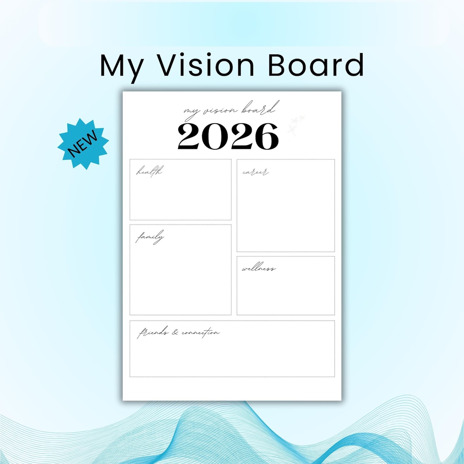 2026 My Vision Board | A4 & Letter | 10 Color Options | Printable PDF ...