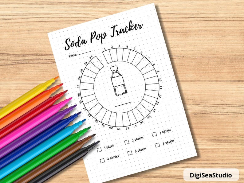 Soda Pop Tracker - PRINTABLE Journal Page - Health Tracker - Caffeine ...