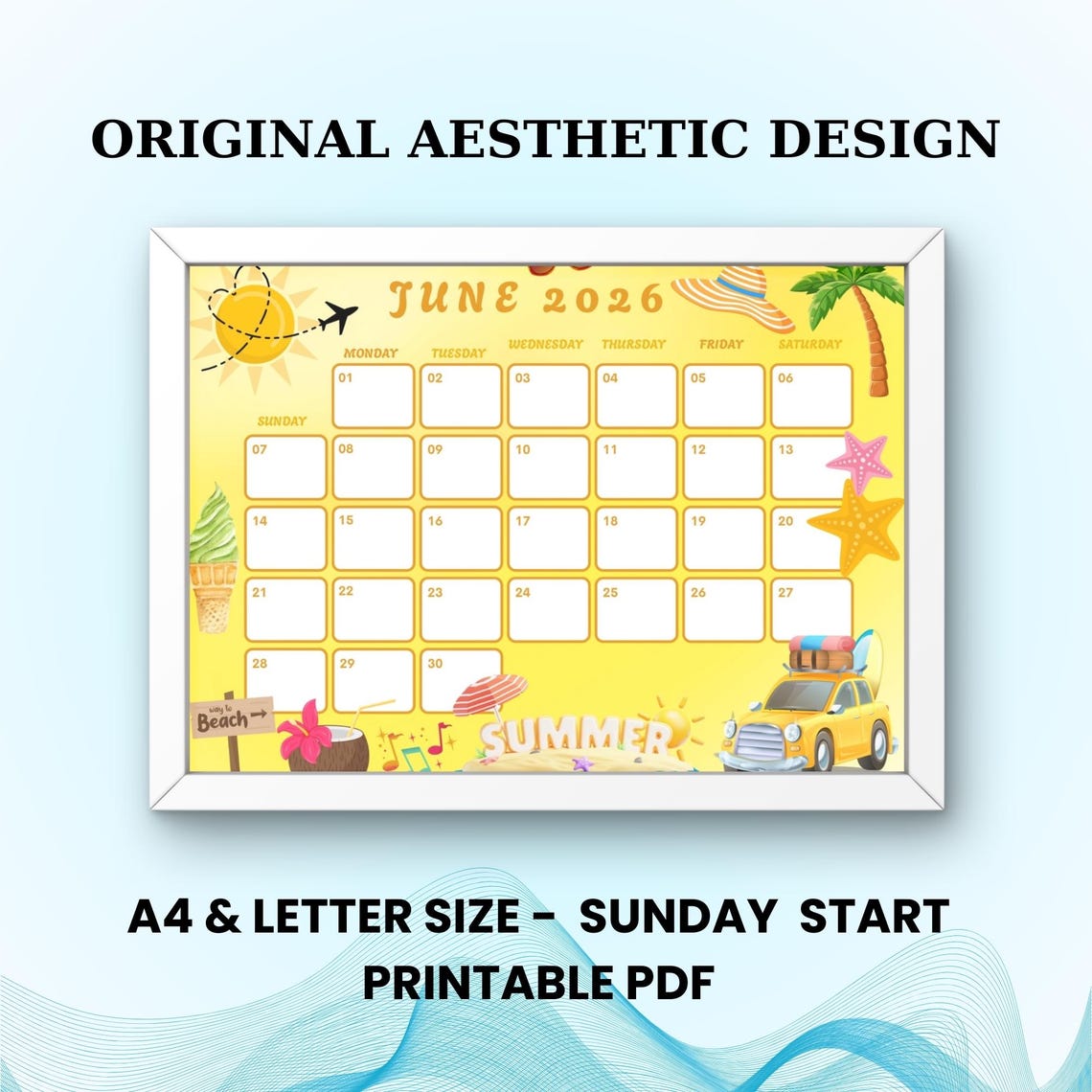2026 JUNE Monthly Calendar - Cute Printable 2026 Planner for Kids, Home ...