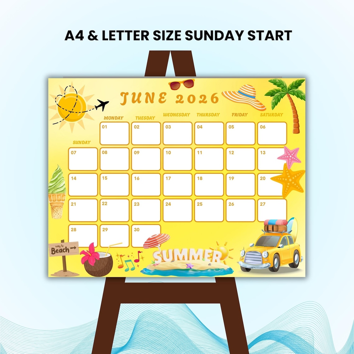 2026 JUNE Monthly Calendar - Cute Printable 2026 Planner for Kids, Home ...