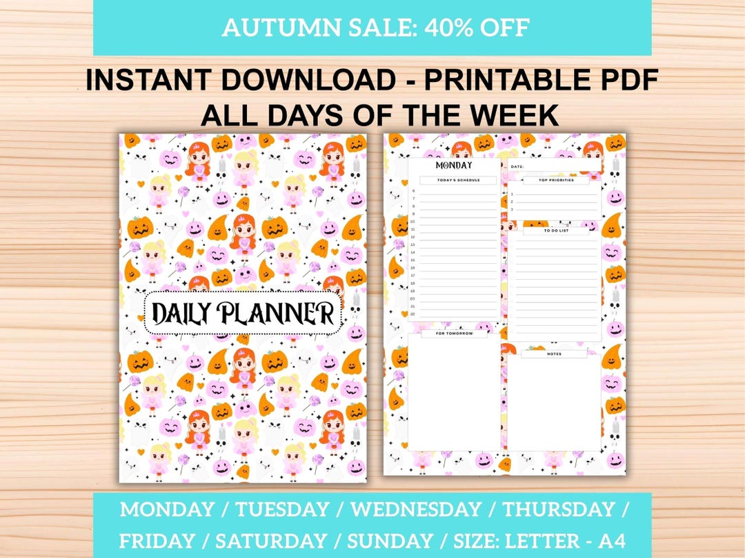 Daily Planner Printable | 7 Day Planner PDF | Undated Daily Printable ...