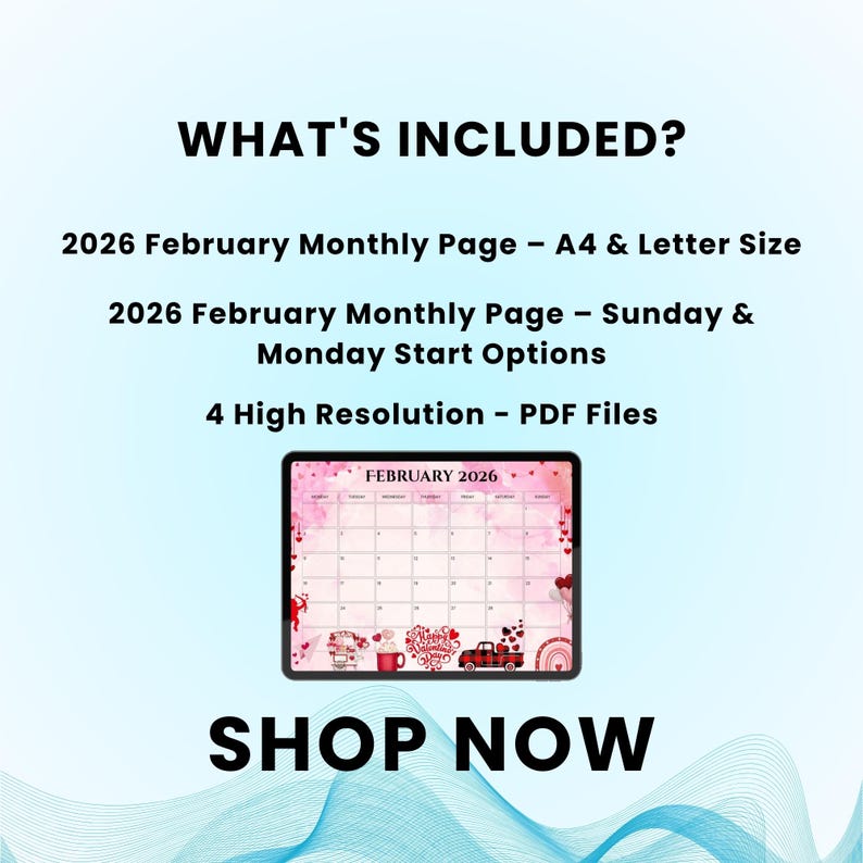 February 2026 Calendar Page – Valentine’s Day Theme Printable | A4 ...