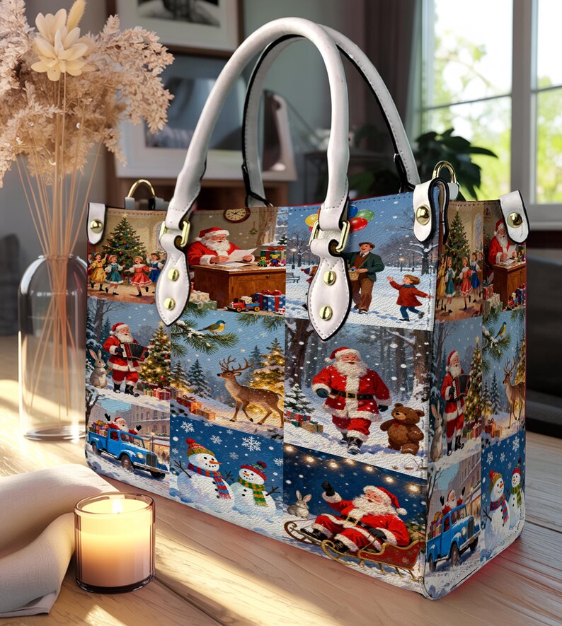 Christmas Snowman Personalized Leather Handbag, Snowman Personalized ...