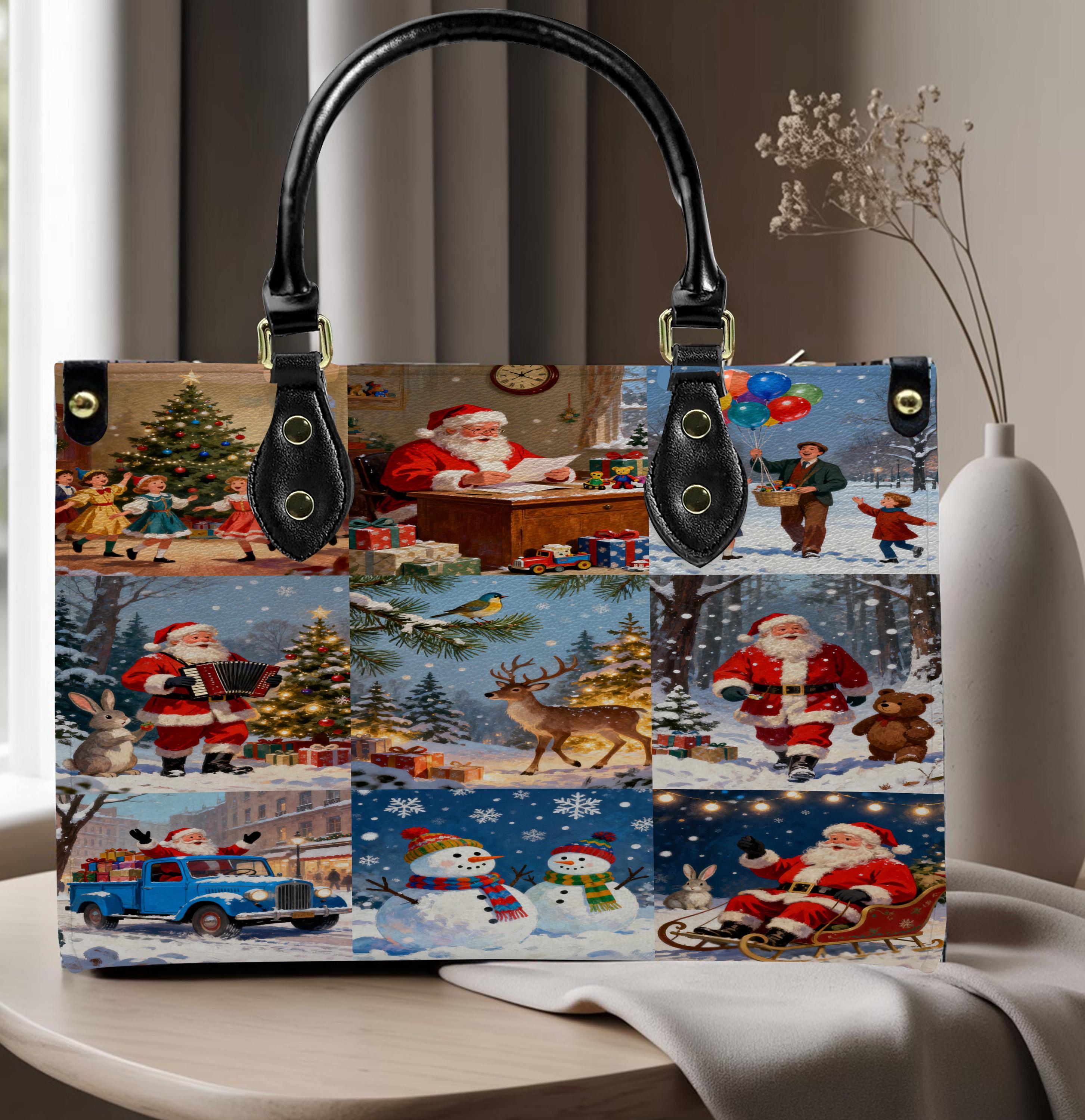 Christmas Snowman Personalized Leather Handbag, Snowman Personalized ...