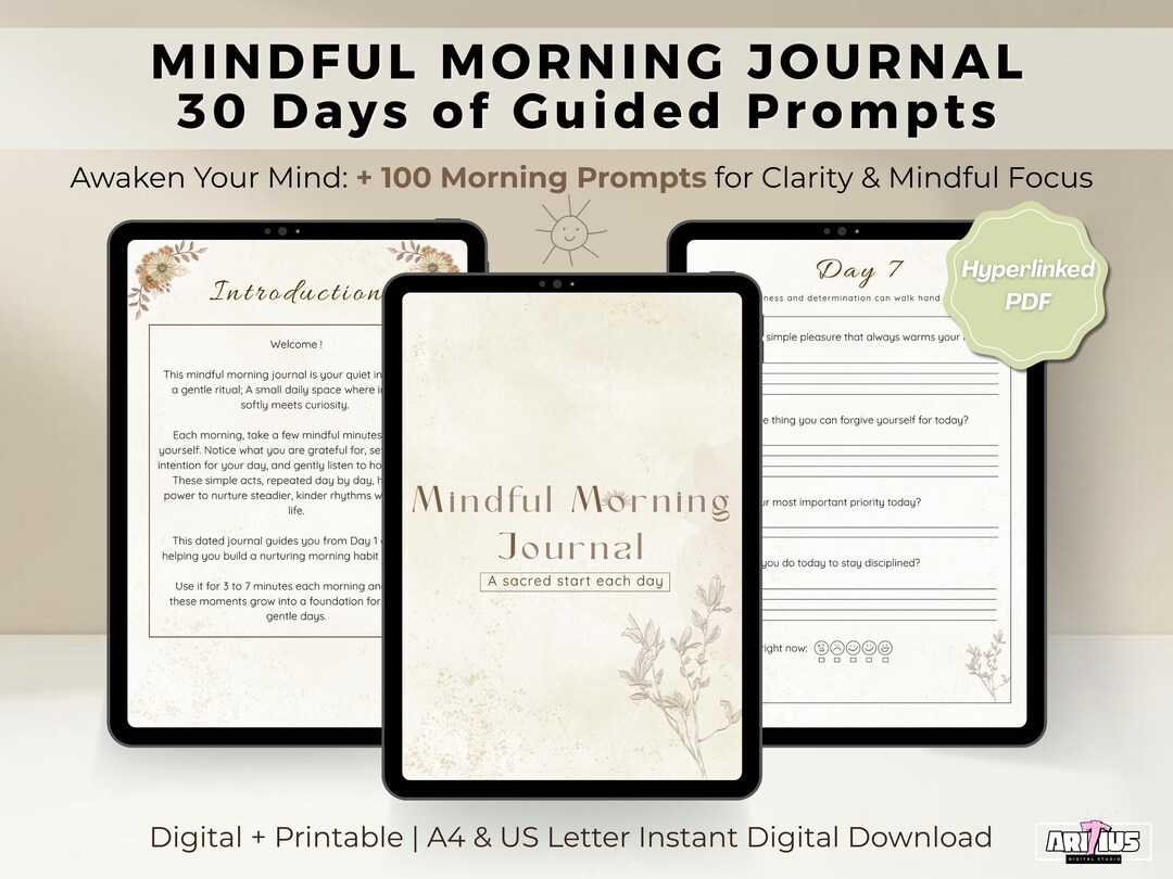 Mindful Morning Journal | 30-day Daily Journal With Morning Writing ...