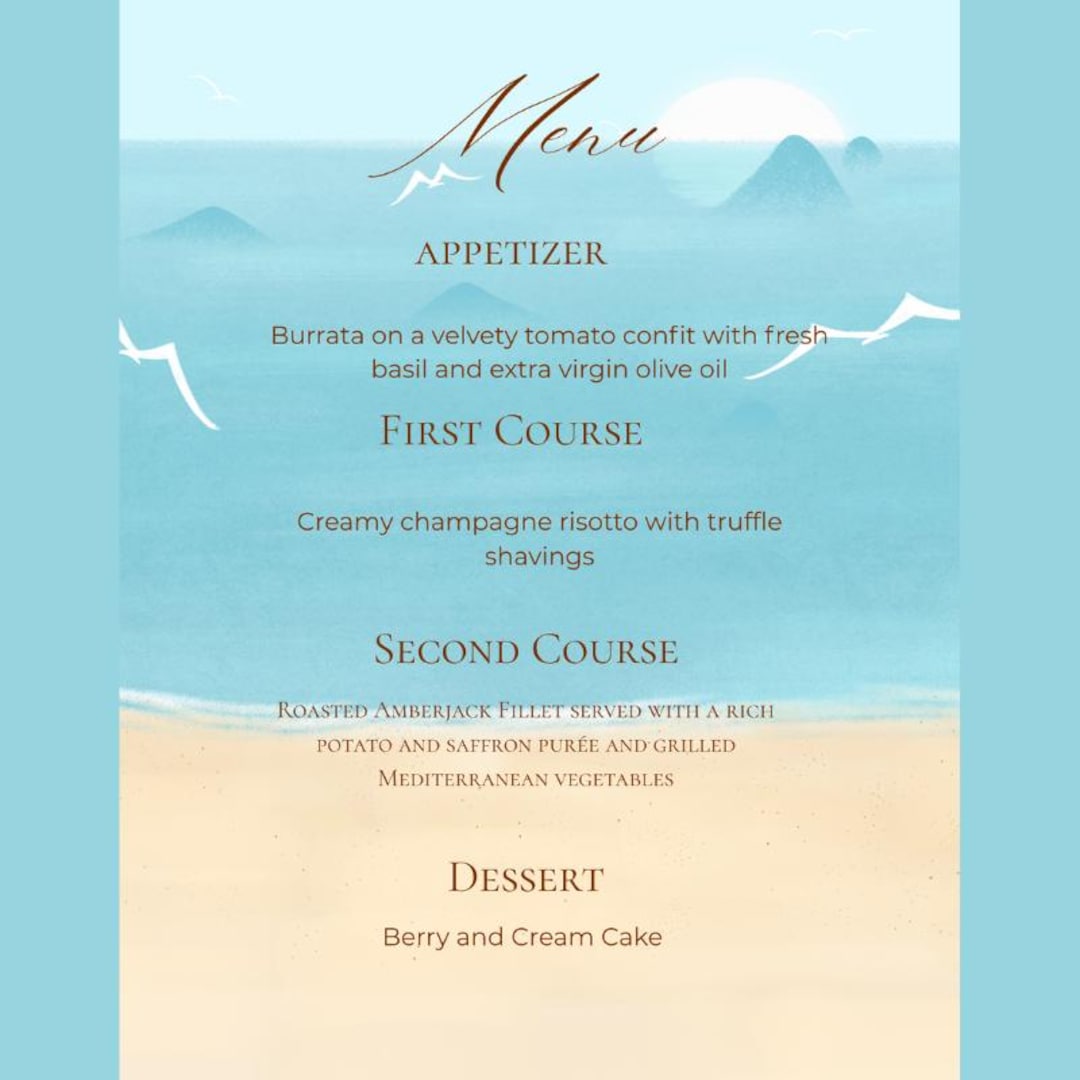 Modern Restaurant Menu Template, Elegant Place Card Set, Minimalist ...