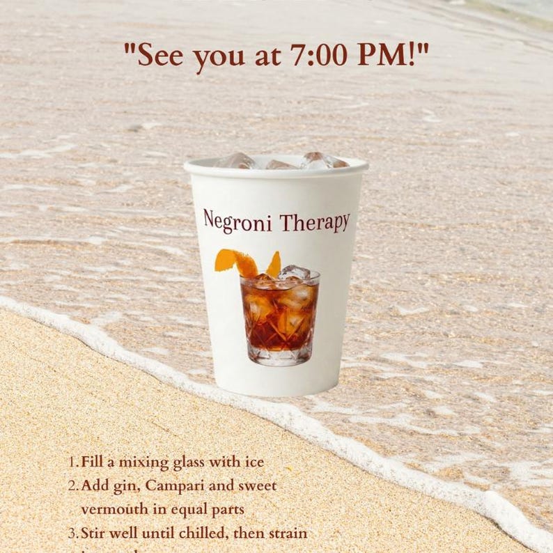 Negroni Therapy Cup Wrap & Printable Cocktail Menu Card - Editable ...